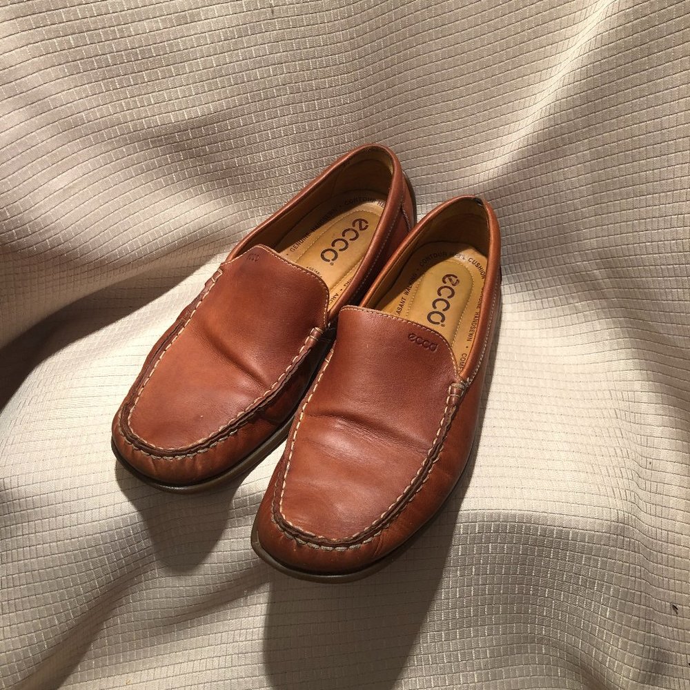 Ecco Men Leather Driving Shoes, Color Is Cognac, 8.5 - Gem